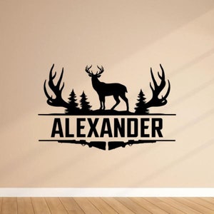 Deer Hunting Decal Wall Vinyl Sticker Custom Text Personalized Decor ...