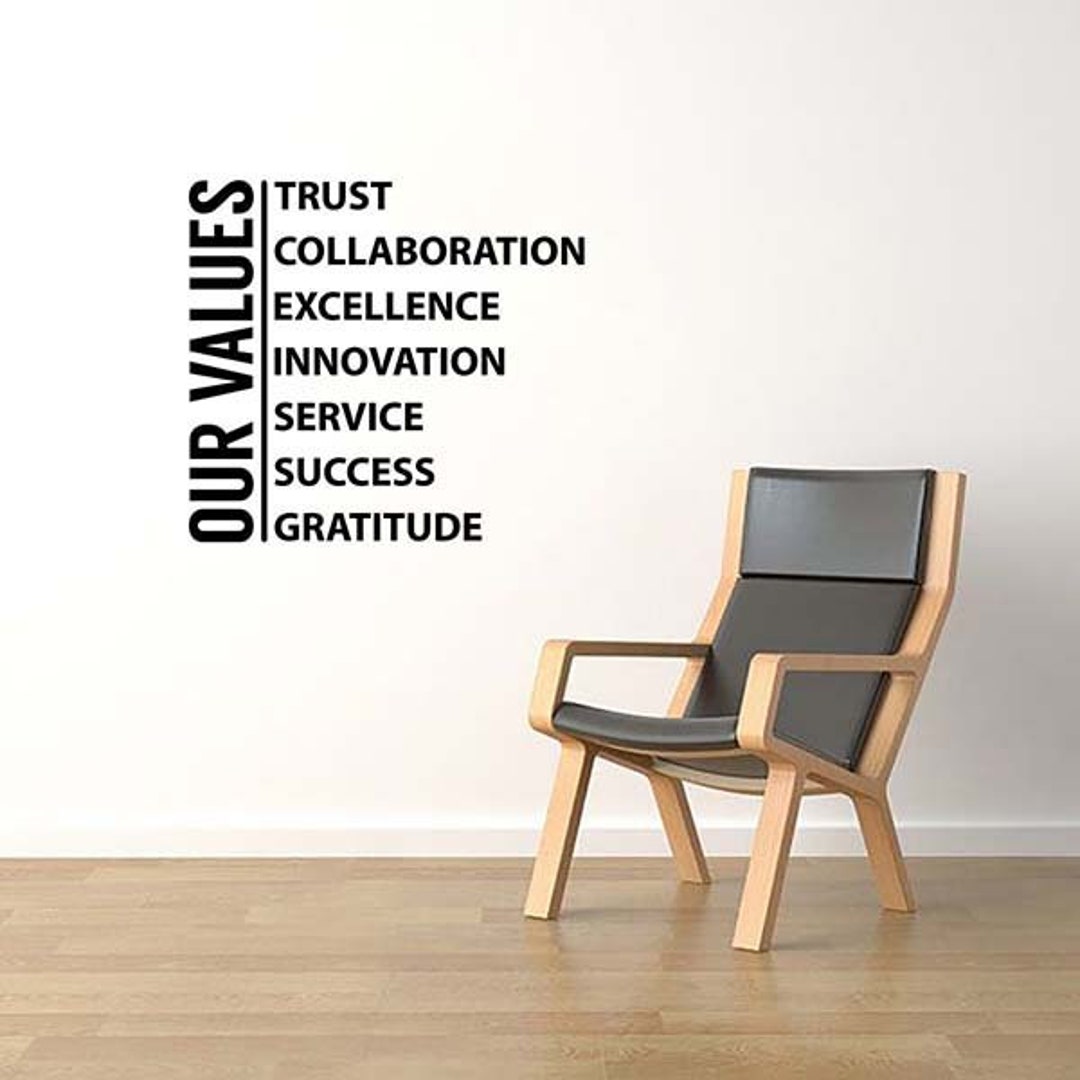 Office Wall Decal Vinyl Sticker Our Values Trust Success Motivational ...