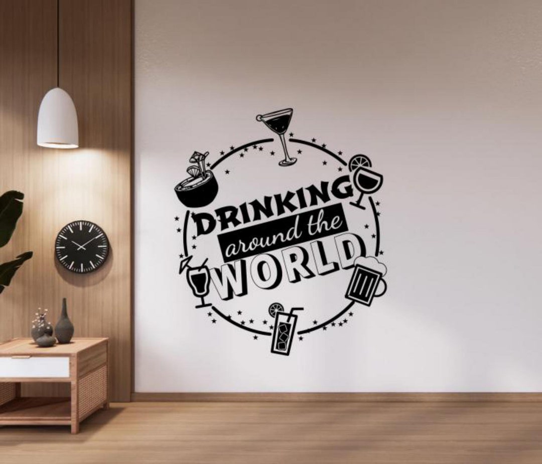 Drinking Around the World Decal Wall Vinyl Sticker Decor Alcohol Wall ...