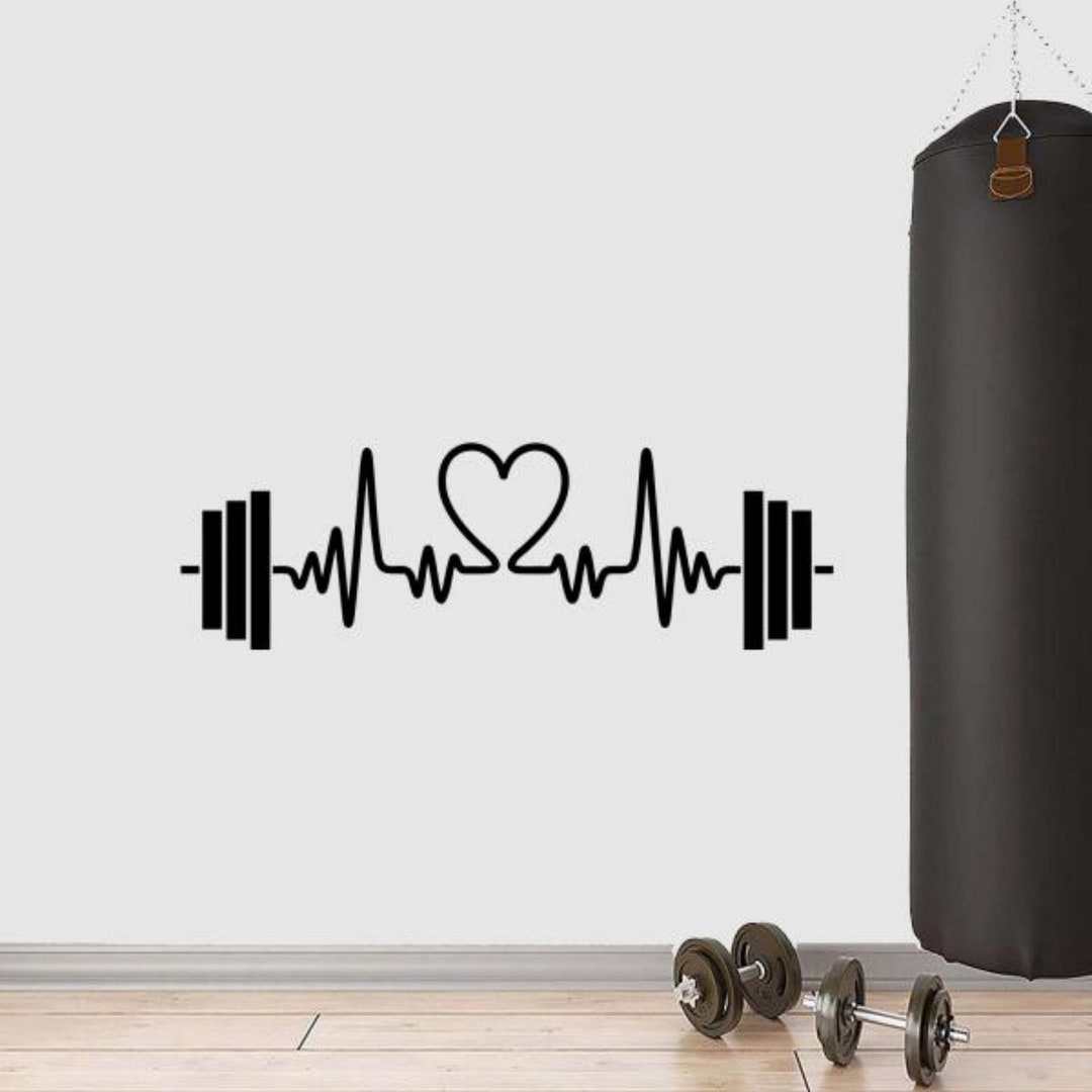 Heartbeat Gym Wall Decal Vinyl Sticker Bodybuilder Gift Heart Beat Sign ...