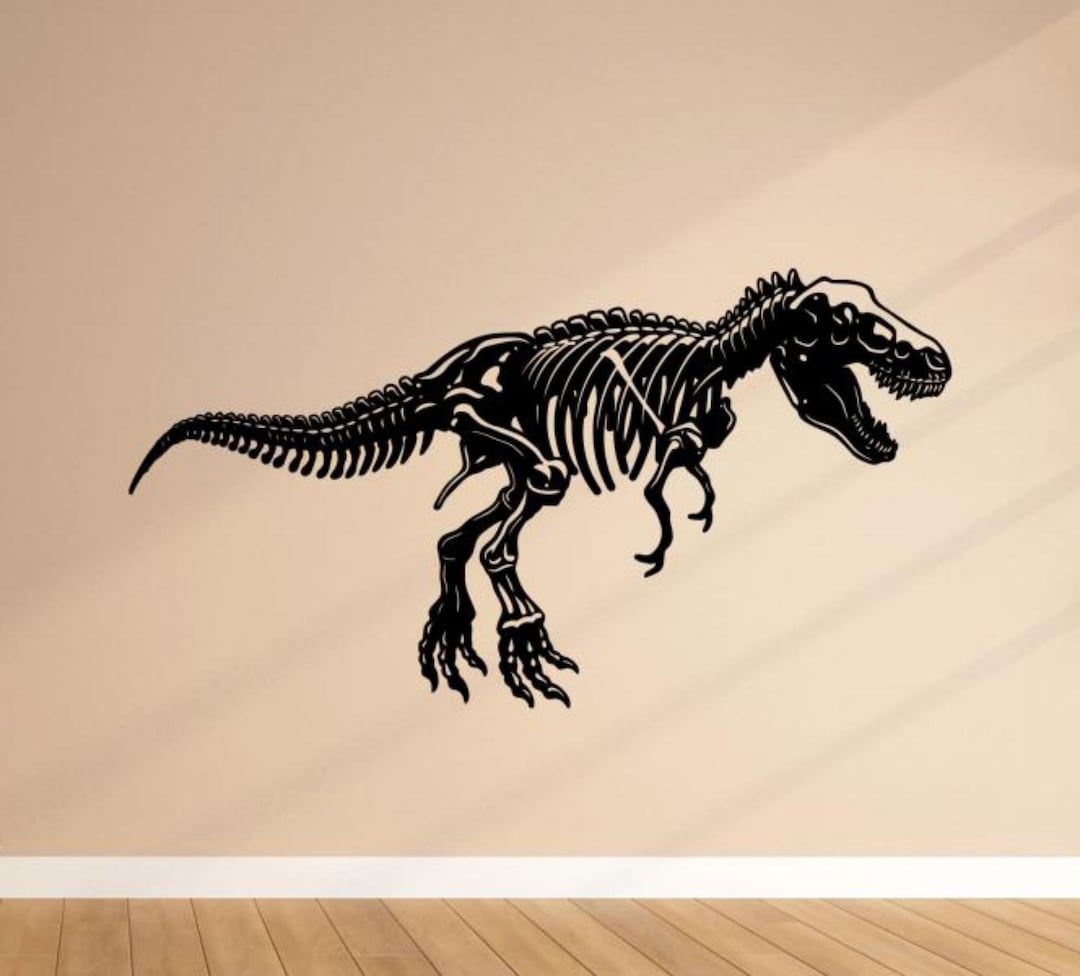 T-rex Skeleton Wall Decal Vinyl Sticker Dinosaur Skeleton Sign ...