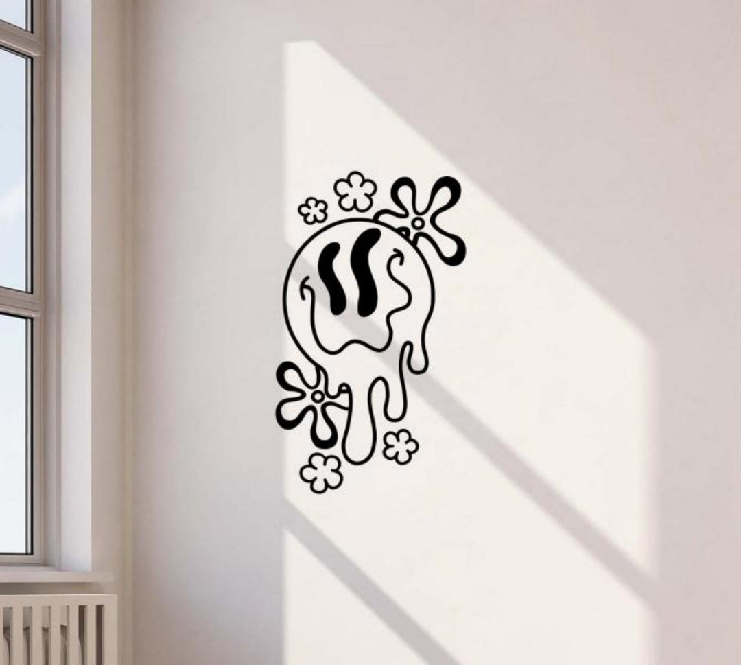 Drippy Smiley Face Wall Decal Vinyl Sticker Decor Wall Art Sign Car ...