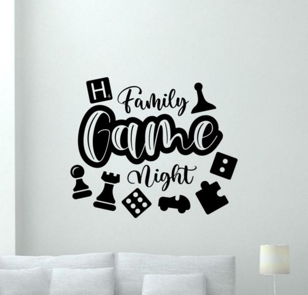 Family Game Night Decal Wall Vinyl Sticker Logo Sign Home Decor ...