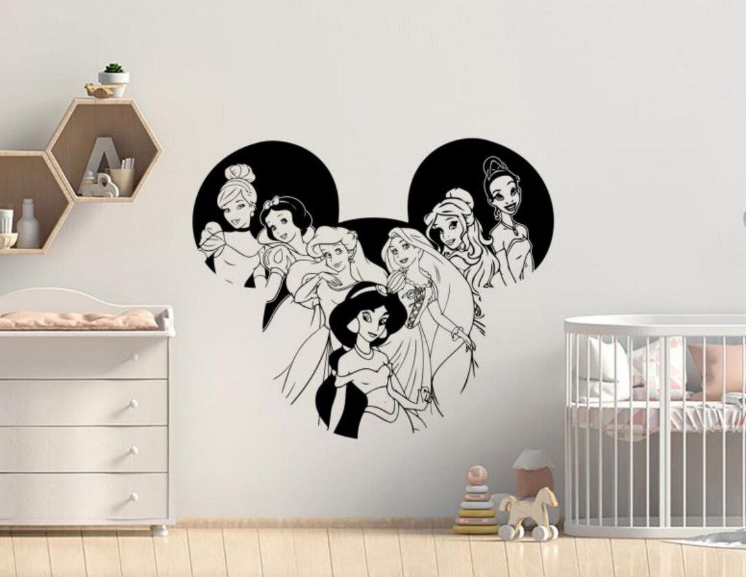 Princess Decal Wall Vinyl Sticker Mouse Ears Decor Princesses Wall Art ...