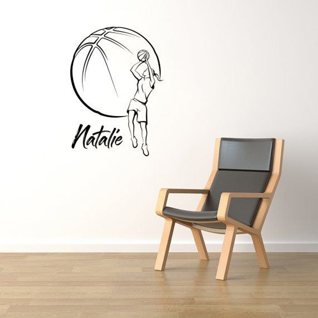 Basketball Girl Vinyl Sticker Personalised Wall Art Decal Your Custom ...