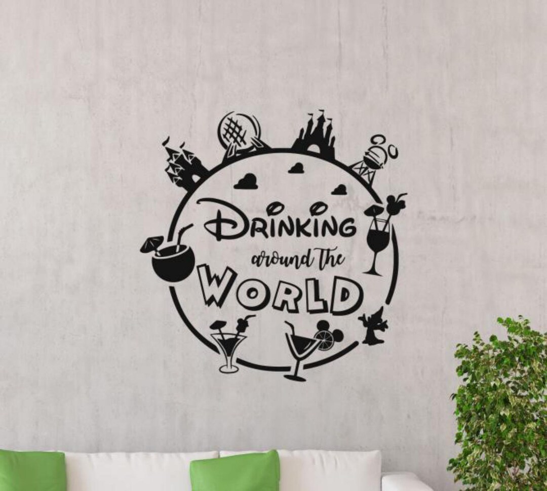 Drinking Around the World Wall Decal Vinyl Sticker Decor Alcohol Wall ...
