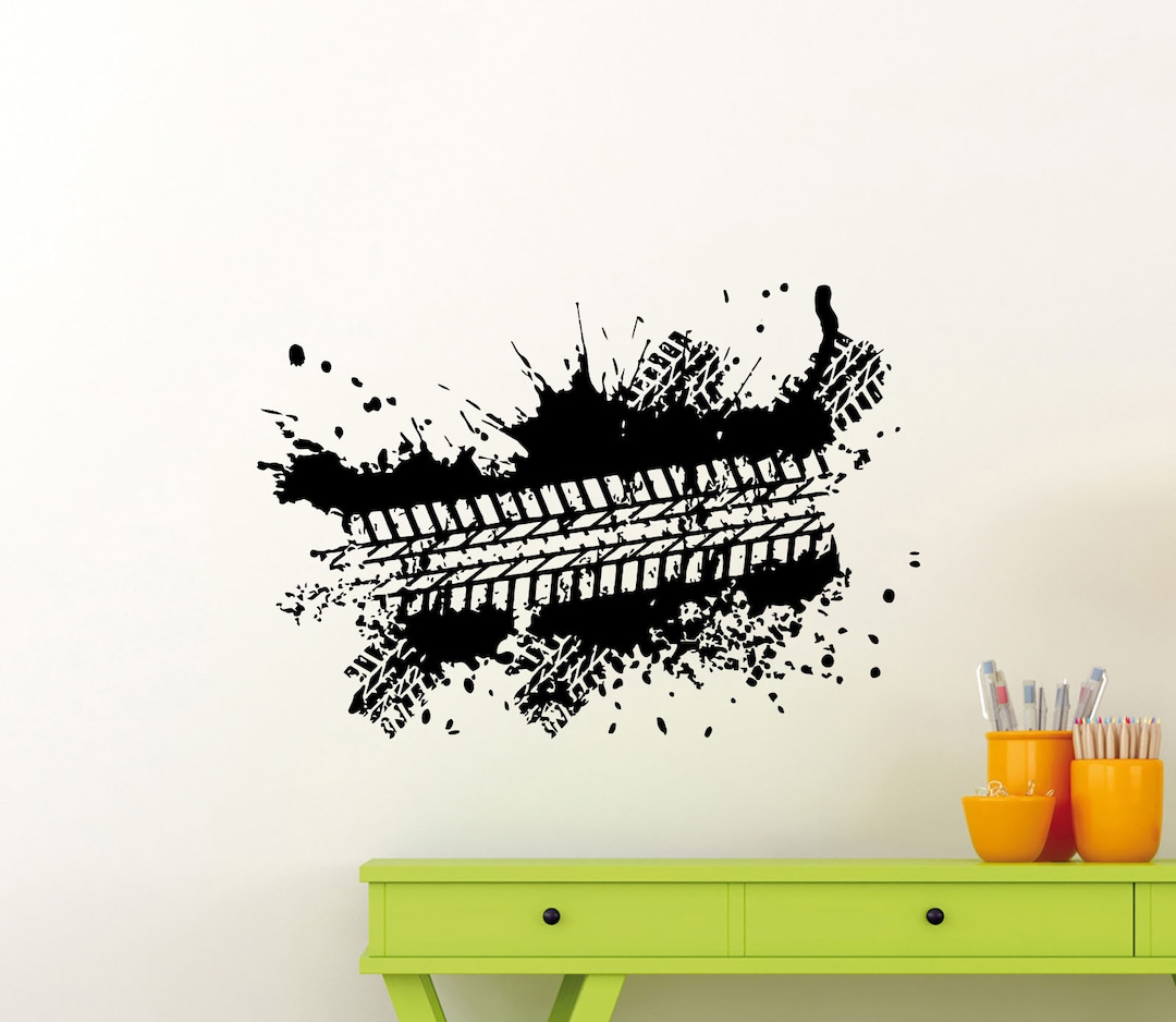 Tire Tracks Wall Decal Vinyl Sticker Road Trace Automotive Boy Room ...