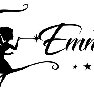 Pixie Writing Personalized Name Wall Vinyl Decal Cartoon Fairytale Art ...