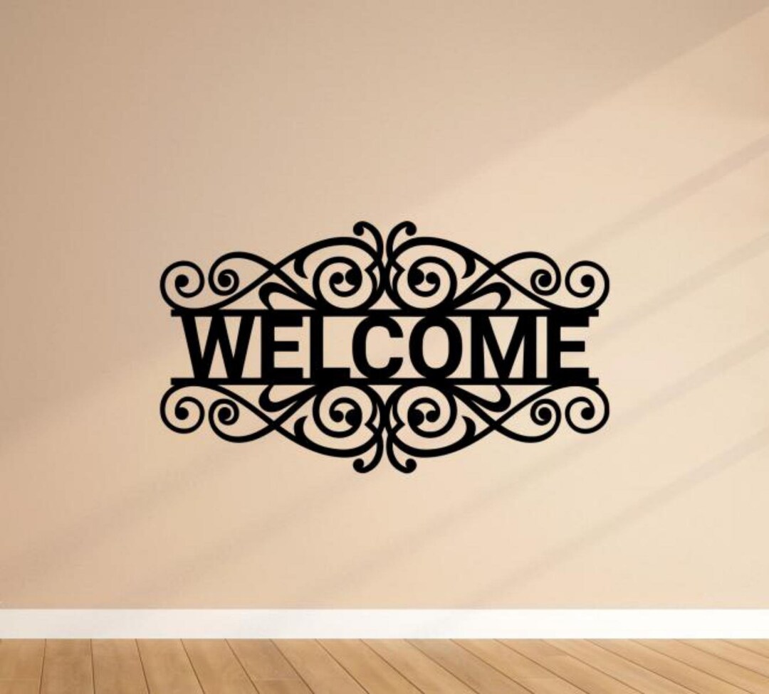 Welcome Wall Decal Vinyl Sticker Welcome Monogram Sign Hello Farmhouse ...