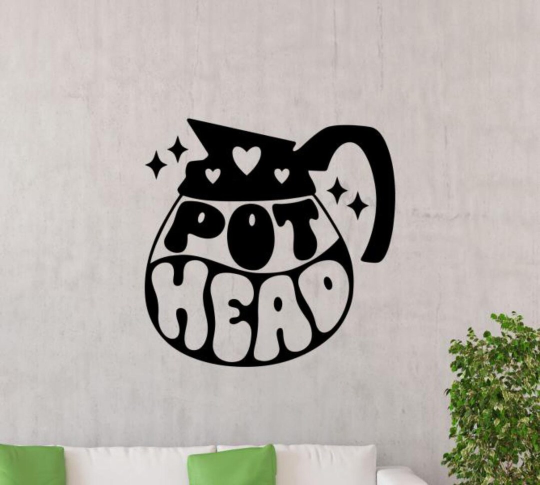 Pot Head Sticker Vinyl Wall Decal Teapot Decor Pothead Wall Art ...