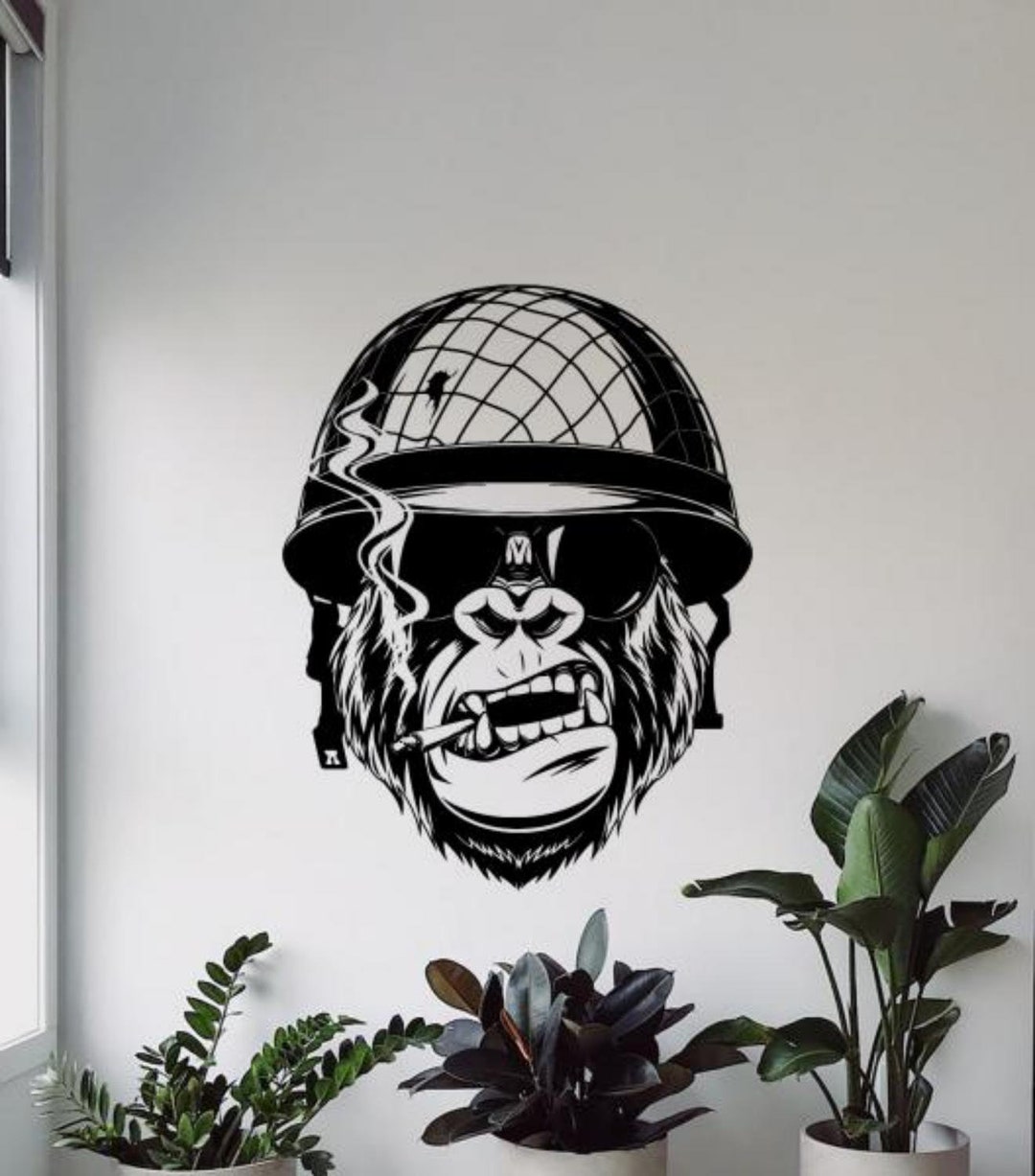 Gorilla Soldier Decal Wall Vinyl Sticker Monkey Army Military Decor ...