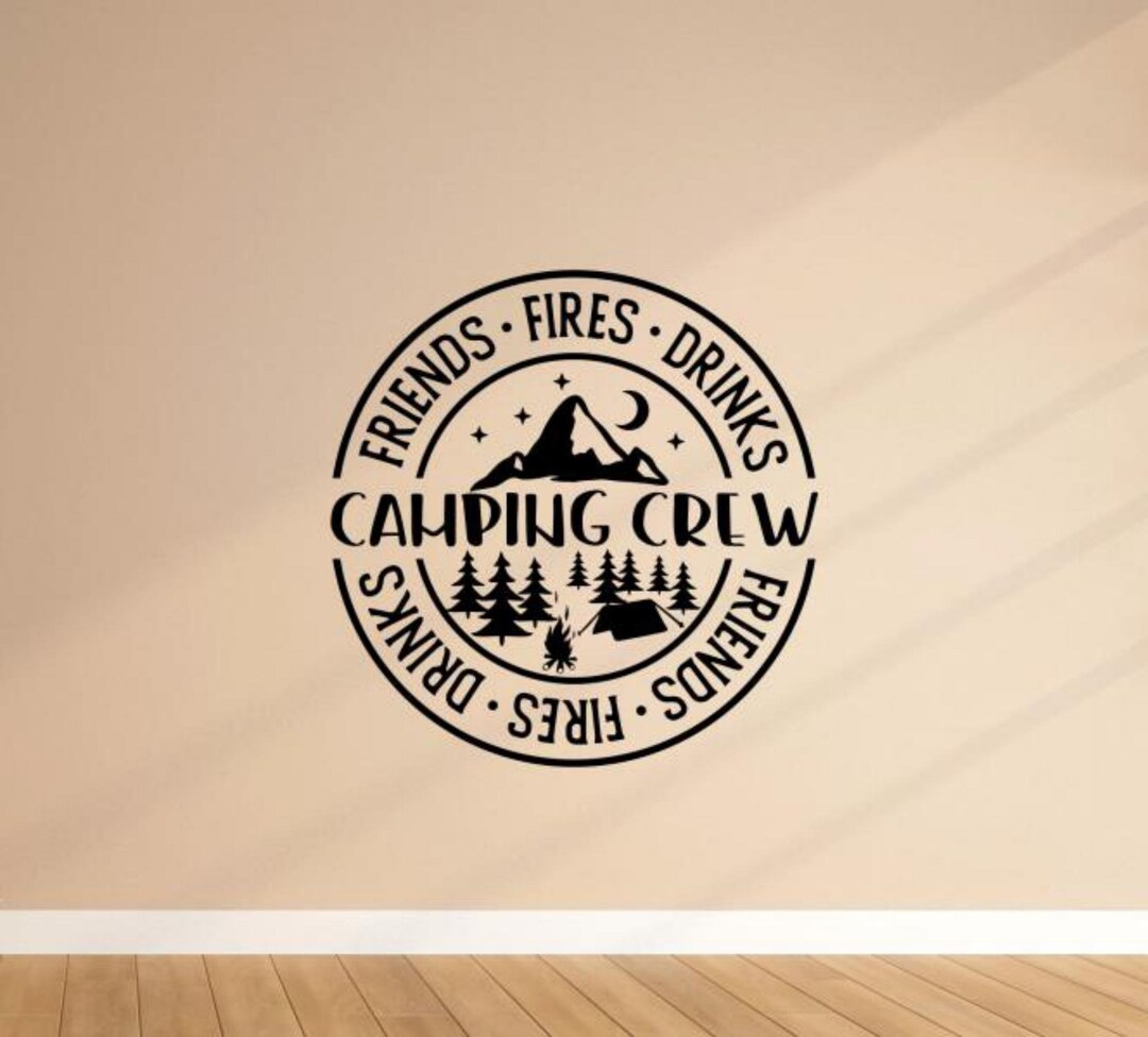Camping Crew Wall Decal Vinyl Sticker Decor Friends Fires Drinks Camp ...