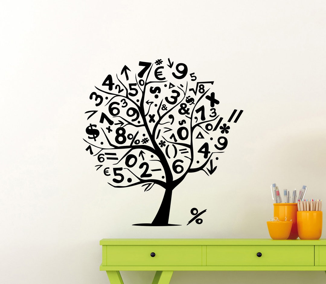 Math Wall Decal Vinyl Sticker Mathematics Tree With Numbers Education ...