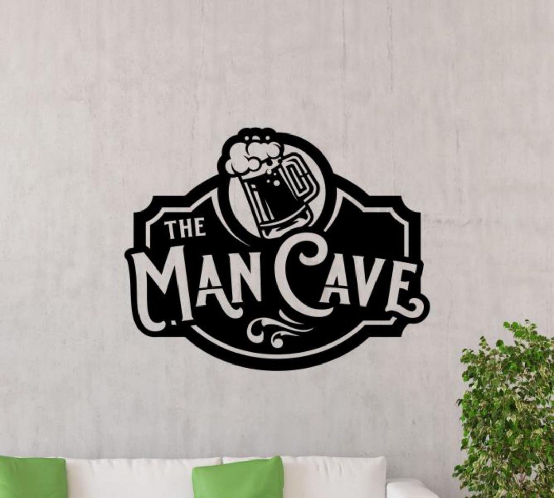 Man Cave Decal Wall Vinyl Sticker Gift Decor Bar Pub Wall Art Quote ...