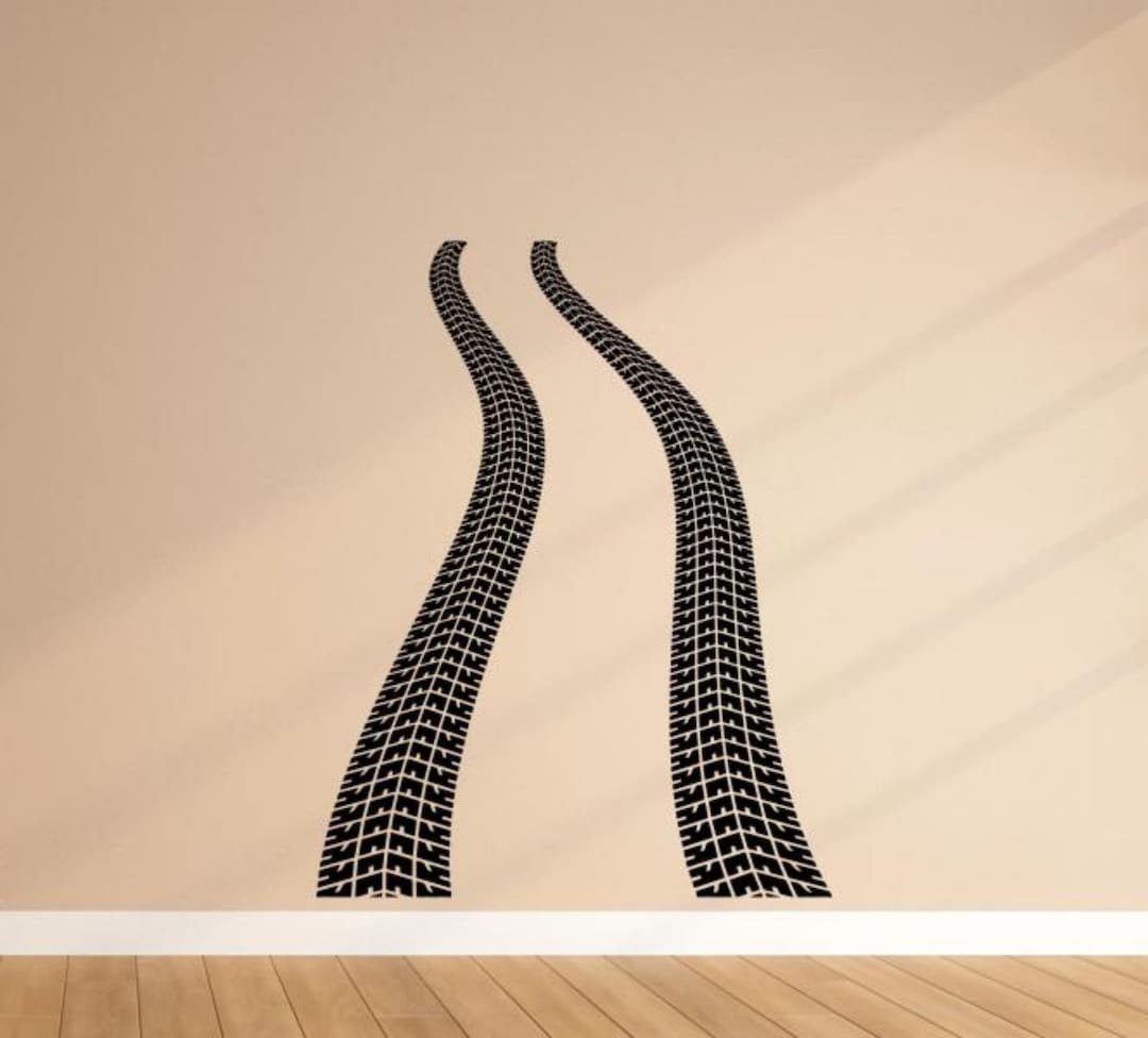 Tire Tracks Wall Decal Vinyl Sticker Sign Car Bed Decor Bedroom Wall ...