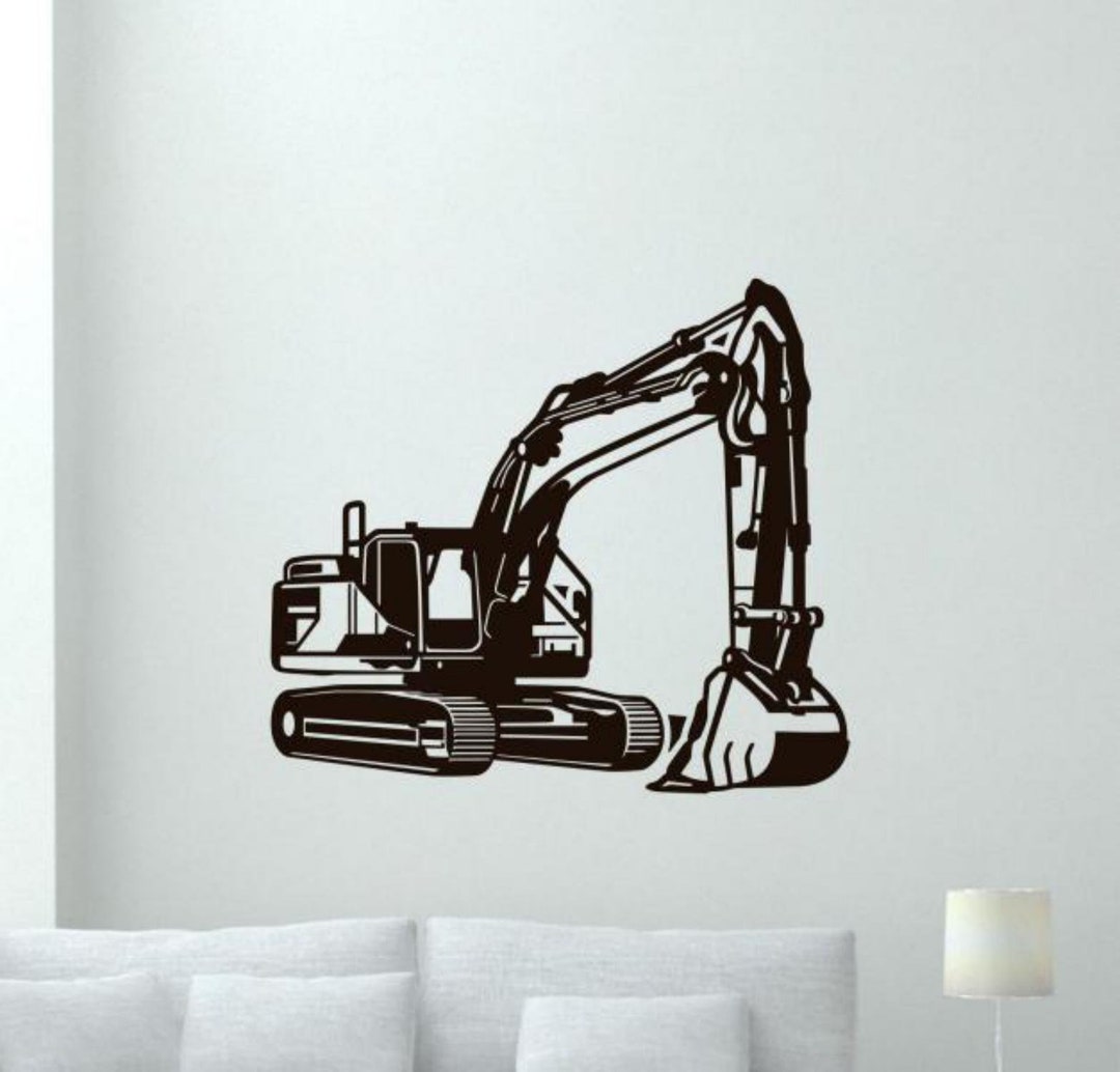 Excavator Wall Decal Vinyl Sticker Construction Decor Truck Wall Art ...