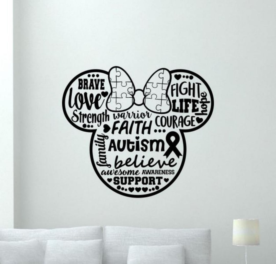Autism Awareness Decal Wall Vinyl Sticker Mouse Ears Decor Autistic ...