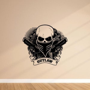 Outlaw Decal Wall Vinyl Sticker Skull Decor Bandit Wall Art Gangster ...