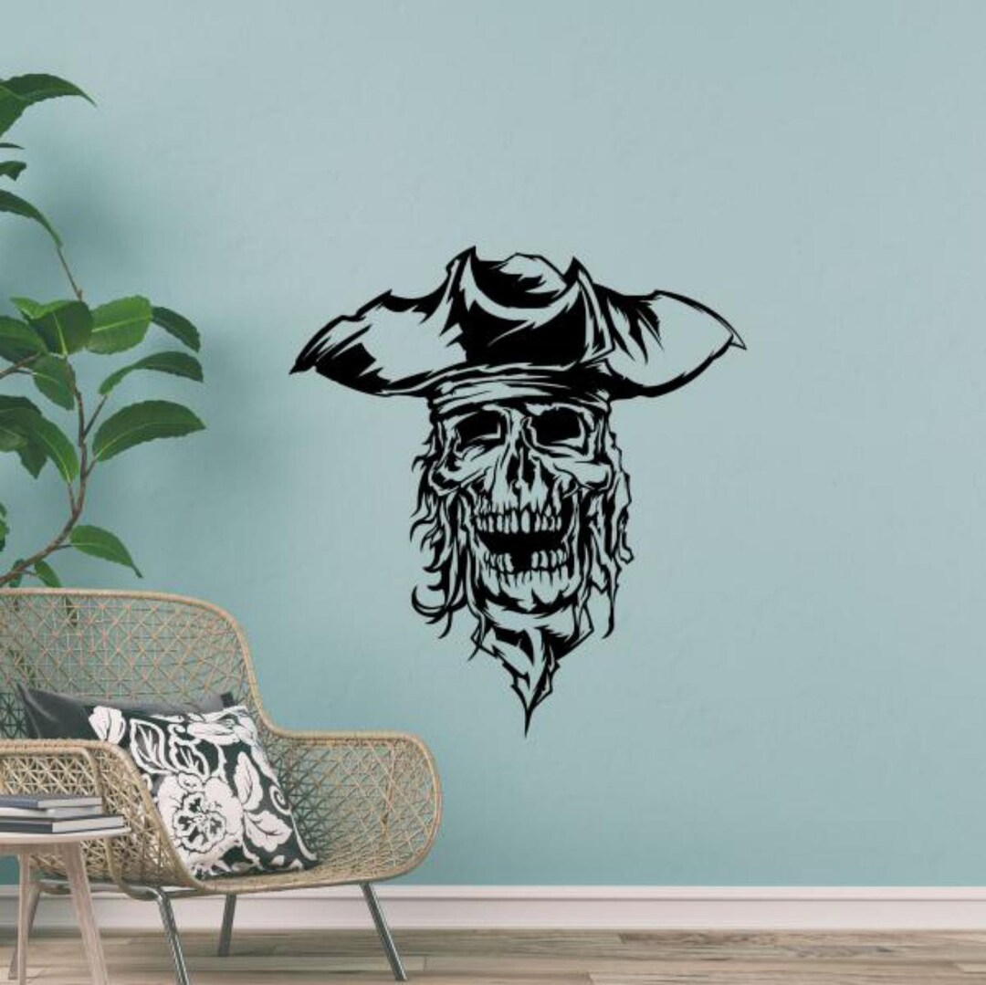 Pirate Skull Decal Wall Vinyl Sticker Decor Skull Wall Art Skeleton ...