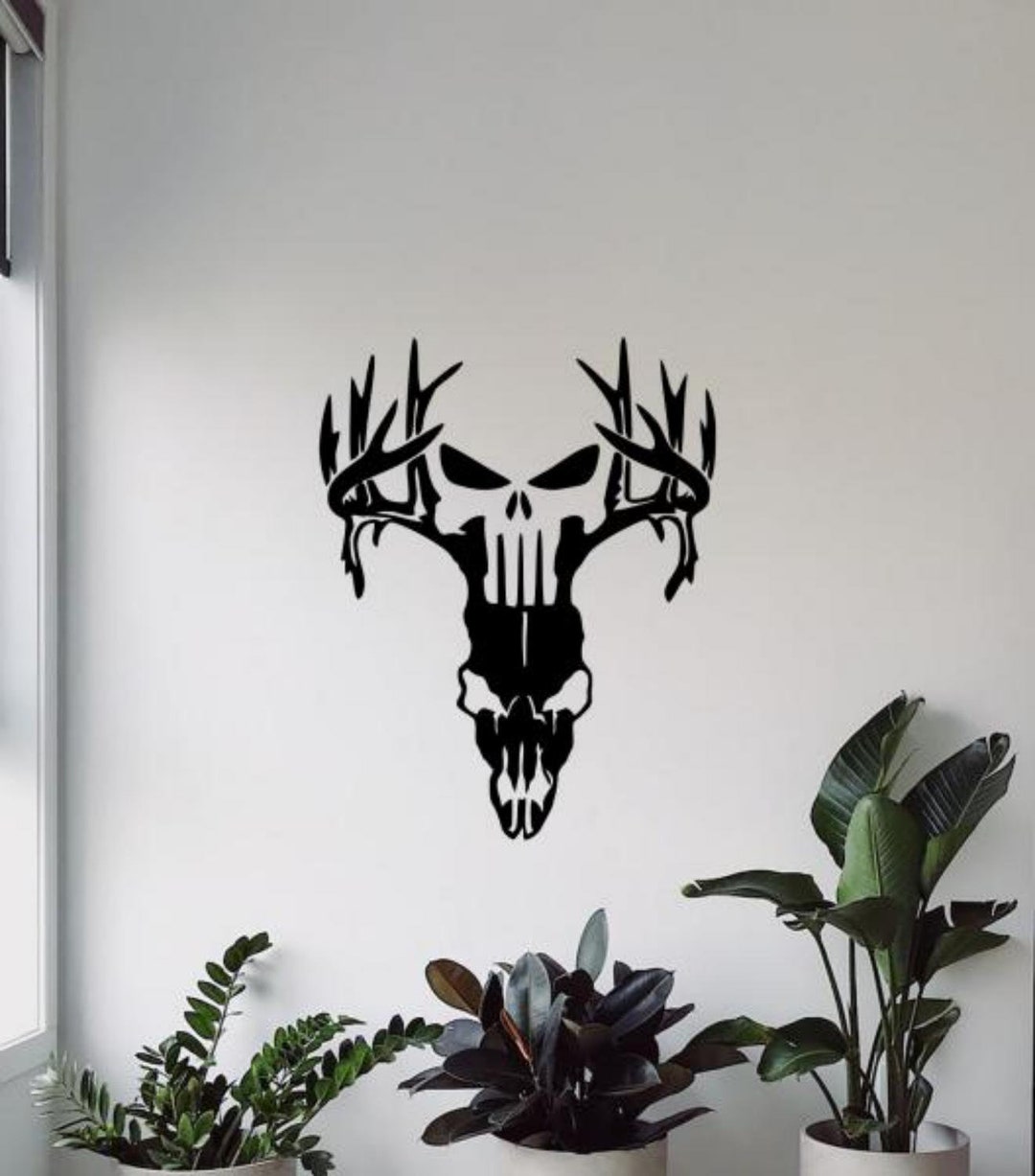 Deer Skull Decal Wall Vinyl Sticker Deer Hunting Decor Wall Art Hunter ...