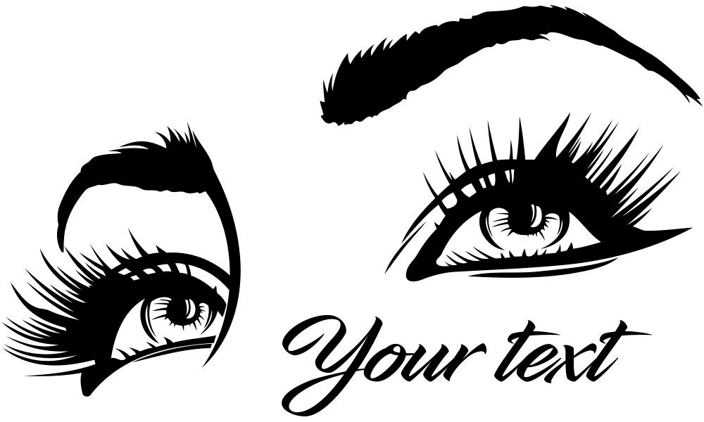 Custom Eyes Wall Decal Vinyl Sticker Personalized Text Brows Eyelash ...