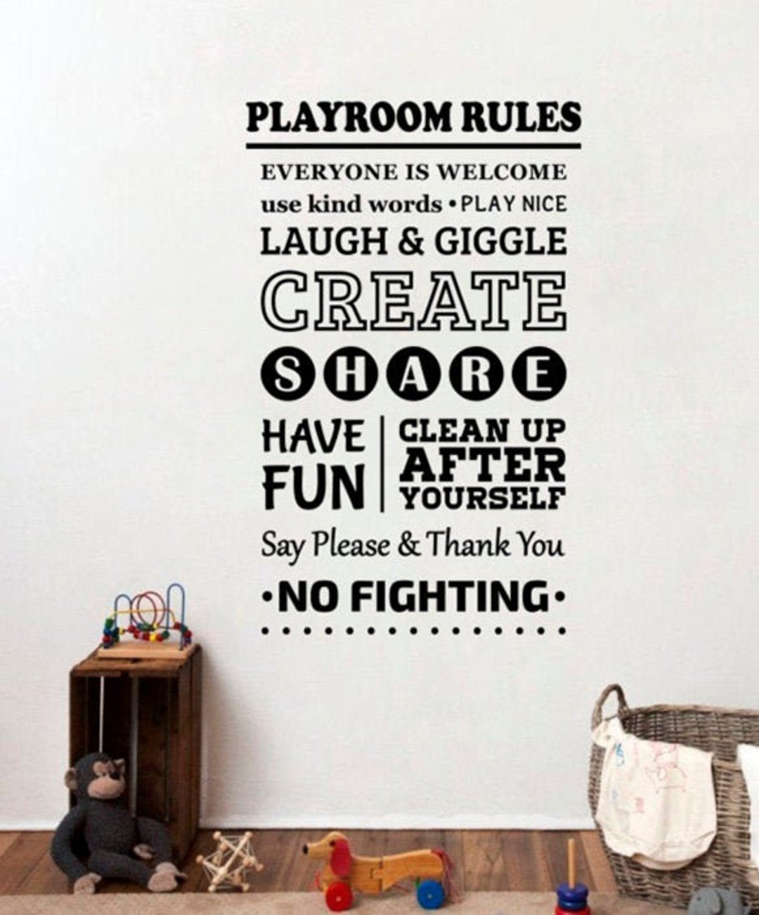 Playroom Rules Sign Wall Decal Laugh Create Share Positive Words Vinyl ...