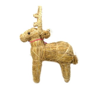 Big Vintage Straw Deer Handmade Christmas Decoration Scandinavian ...