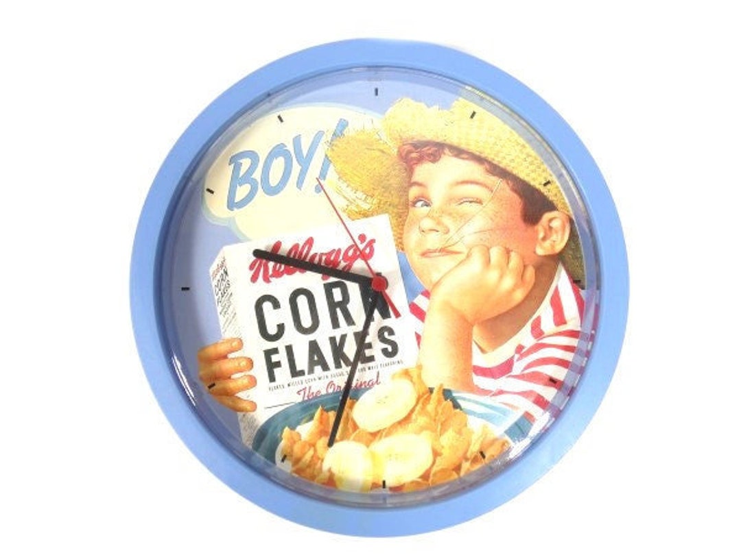 Big Blue Vintage Kellogg's Cornflakes Clock "boy" - Etsy