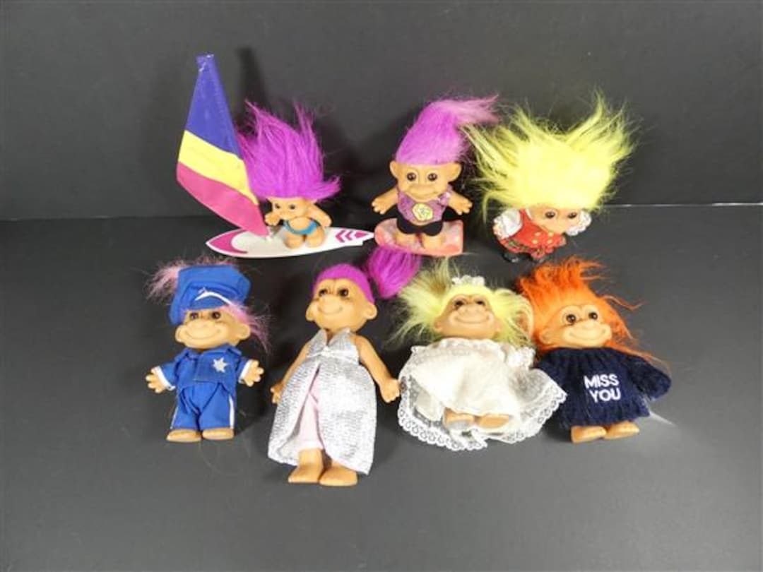 1 Vintage Russ Berrie Good Luck Troll Doll Surfing Surfer Skateboard ...
