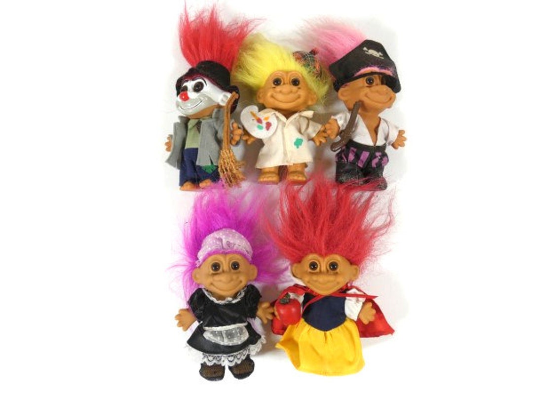 1 Vintage Russ Berrie Good Luck Troll Doll Hobo Clown Scarecrow Painter ...