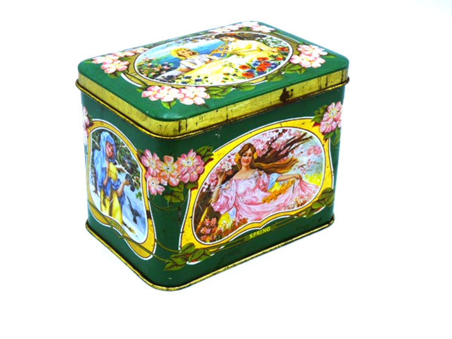 Four Seasons Vintage Tin Canister Beautiful Tin Box Vintage | Etsy