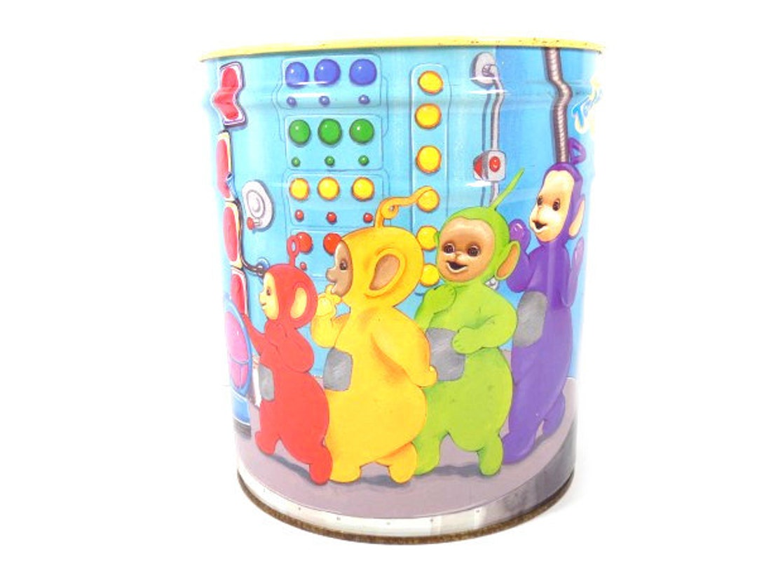Vintage Teletubbies Tin Toy Bin Toy Storage Box Trash Can 1996 - Etsy