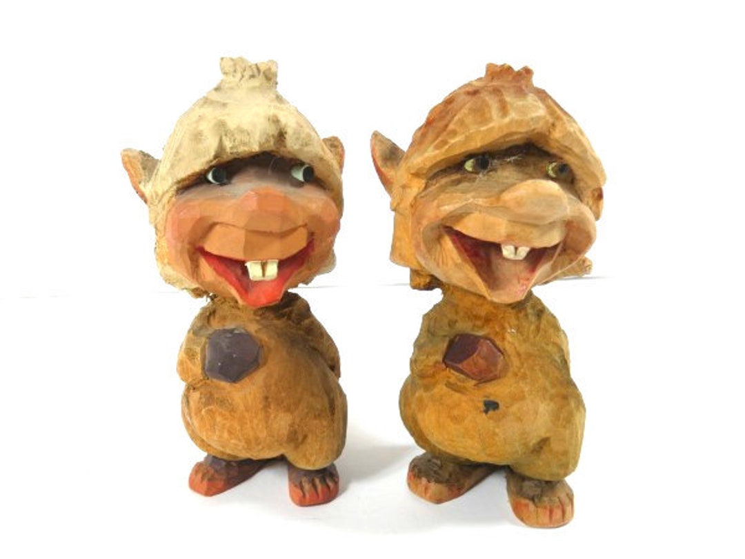 1 Vintage Wood Carved Henning Norway Troll Norwegian Design ...