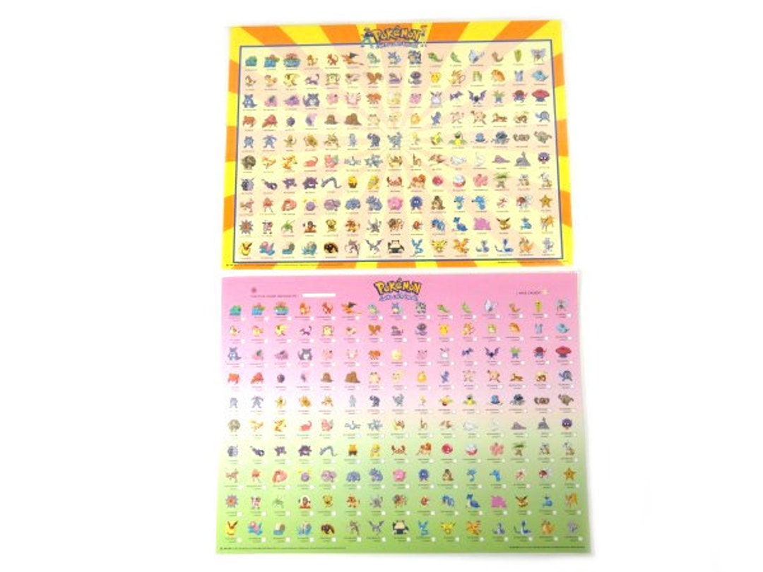 1 Vintage A3 Pokémon Chart Laminated Poster 2000 Pokemon Tick Chart ...