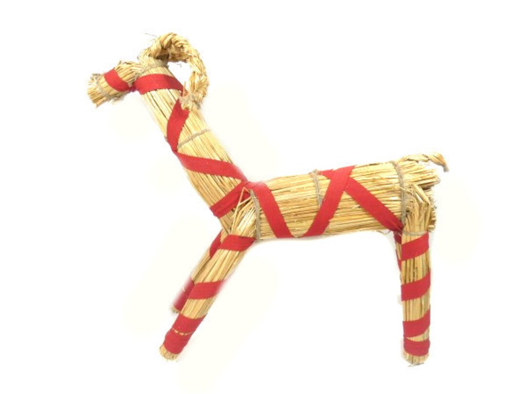 1 Big Vintage Straw Goat Handmade Christmas Decoration Scandinavian ...