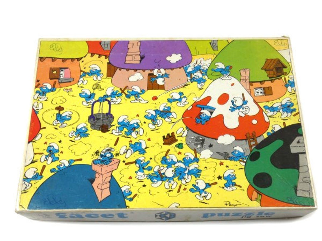 Vintage the Smurfs Fighting Jigsaw Puzzle Vintage Retro Design Puzzle ...