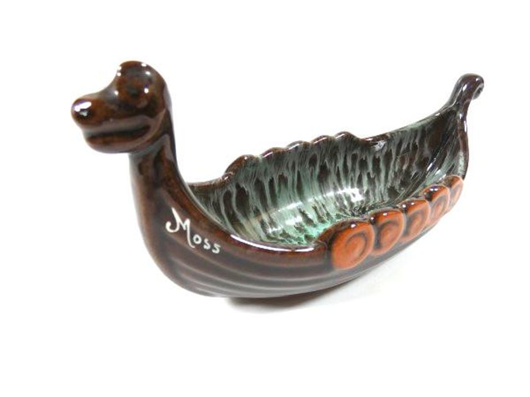 Vintage Moss Ceramic Viking Ship Vintage Scandinavian Design Retro Ship ...