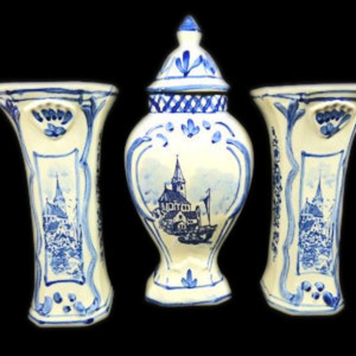 Vintage Delfts Blauw Style Set of 3 Vases Hand Painted Dutch - Etsy