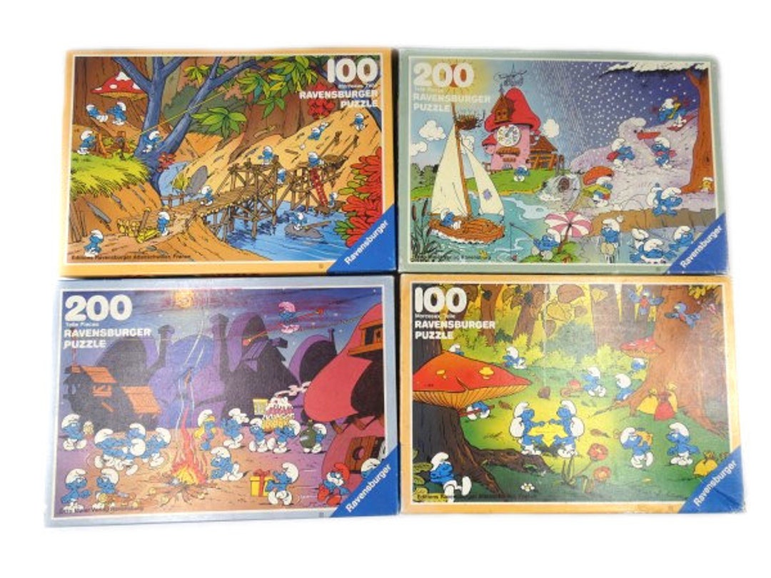 1 Vintage the Smurfs Puzzle Camp Fire Chestnuts Harvest Weather Machine ...