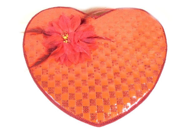 Big Red Heart Shaped Hat Box Vintage Hat Storage Box - Etsy