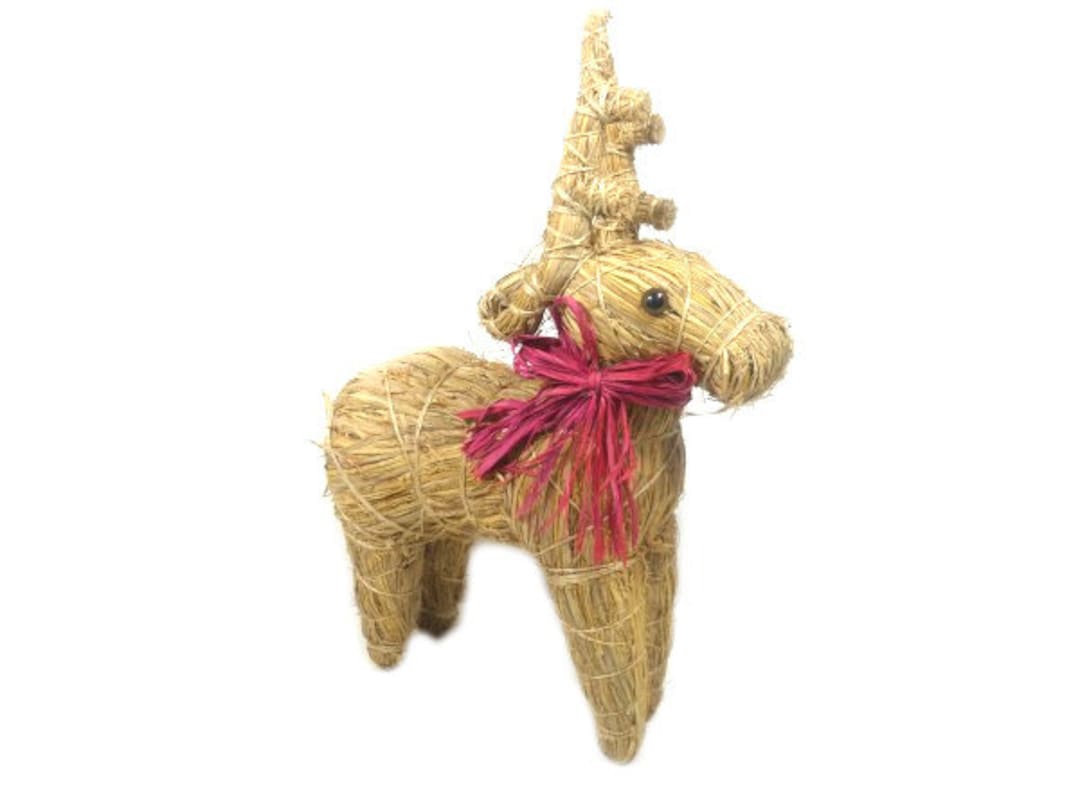 Big Vintage Straw Deer Handmade Christmas Decoration Scandinavian ...