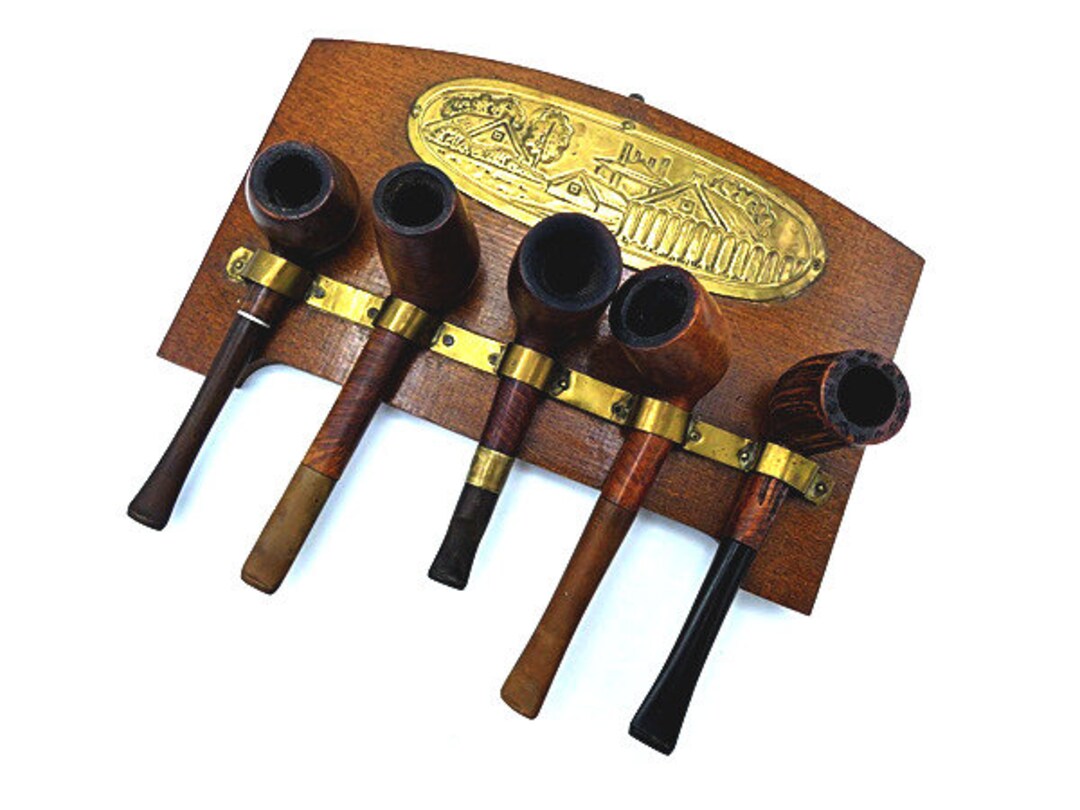 Vintage Wooden Brass Pipe Stand Beautiful Retro Pipe Stand - Etsy Canada