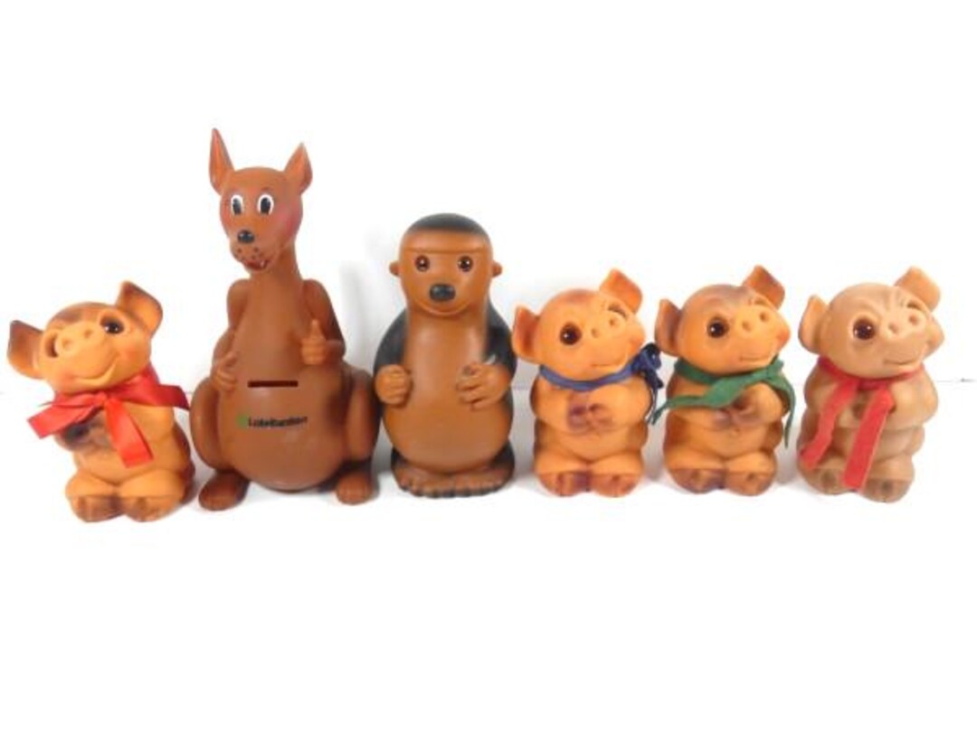 1 Vintage Kangaroo Hedgehog Pig Piggy Bank Money Bank Sparbanken Troll ...