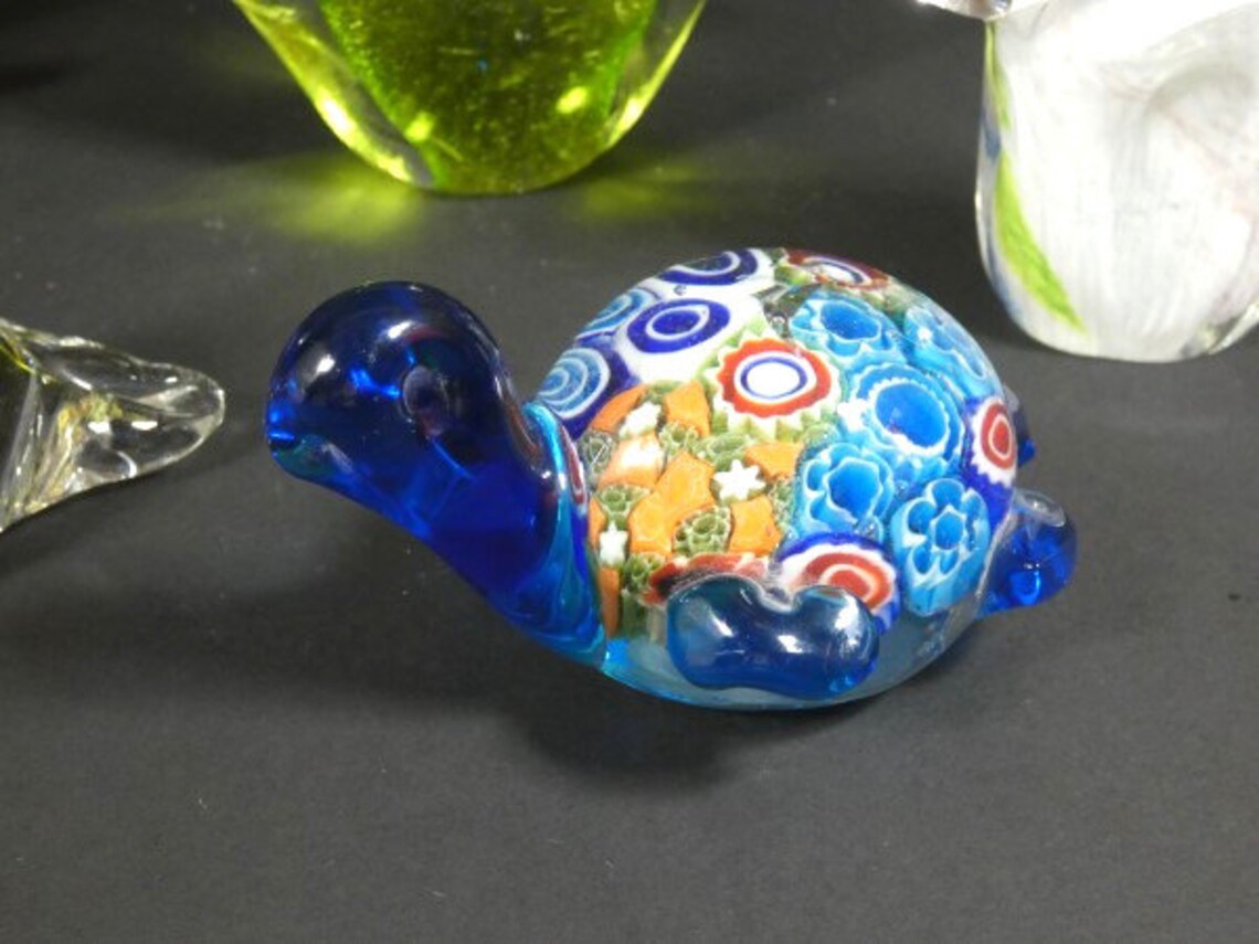 1 Vintage Glass Animal Paperweight - Colored Glass Paperweight - Fish ...