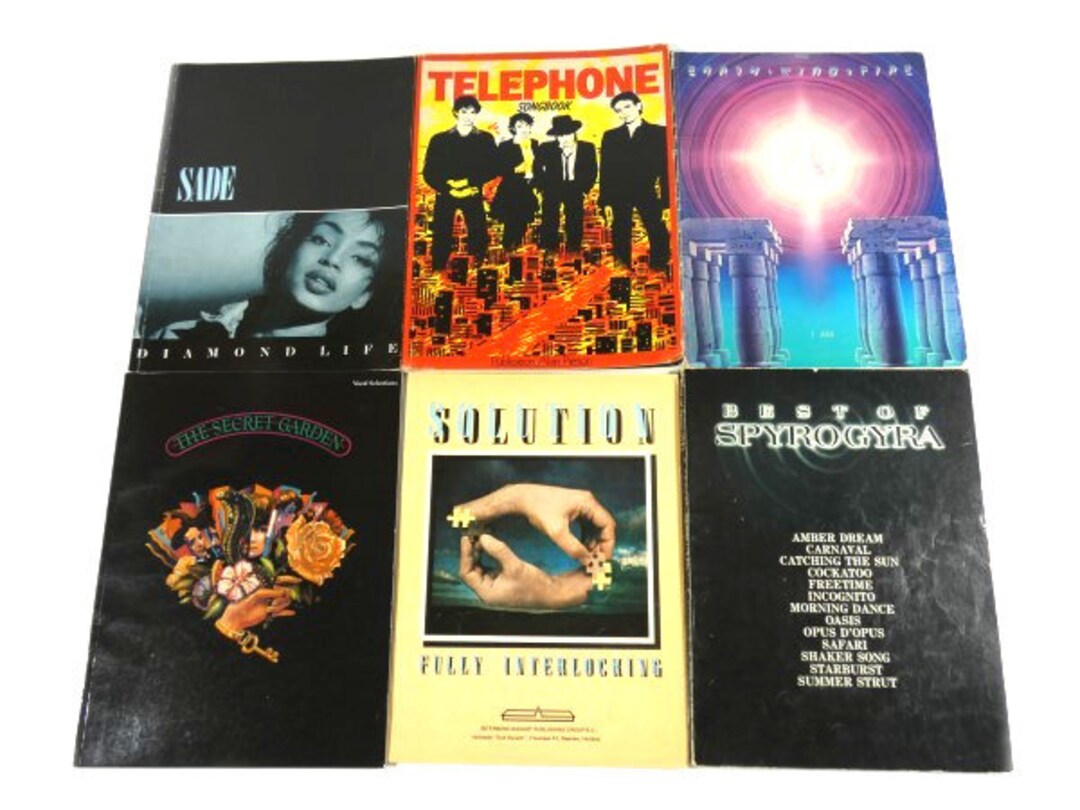 1 Vintage Sheet Music Book Sade Earth Wind Fire Secret Garden Telephone ...