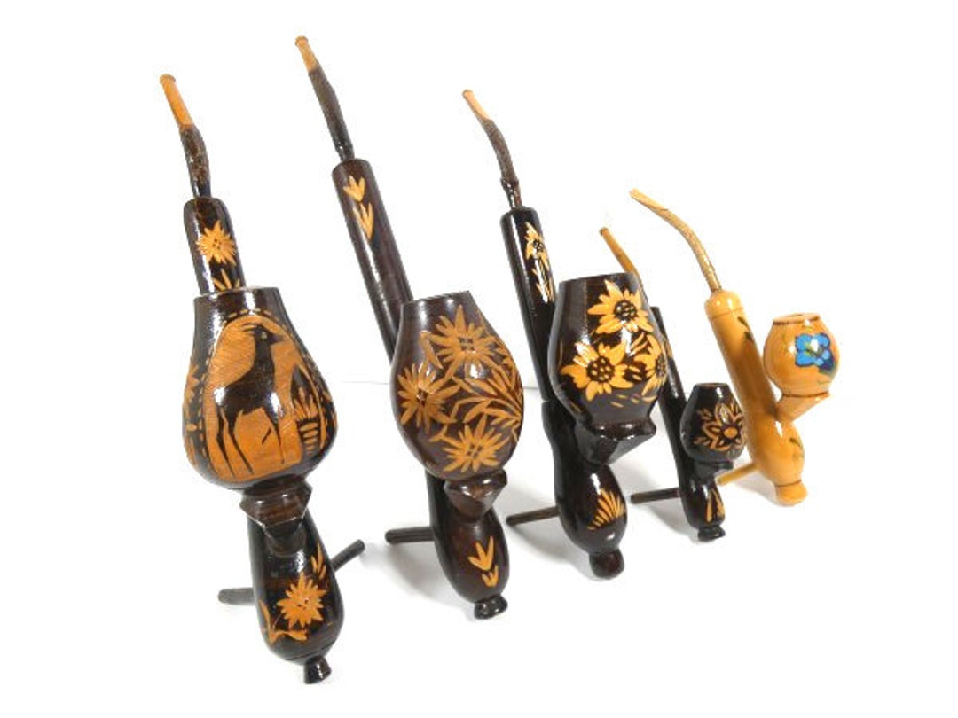 1 Vintage Wooden Pipe Wood Carved Pipe With Pipe Stand Rare Wooden Pipe ...