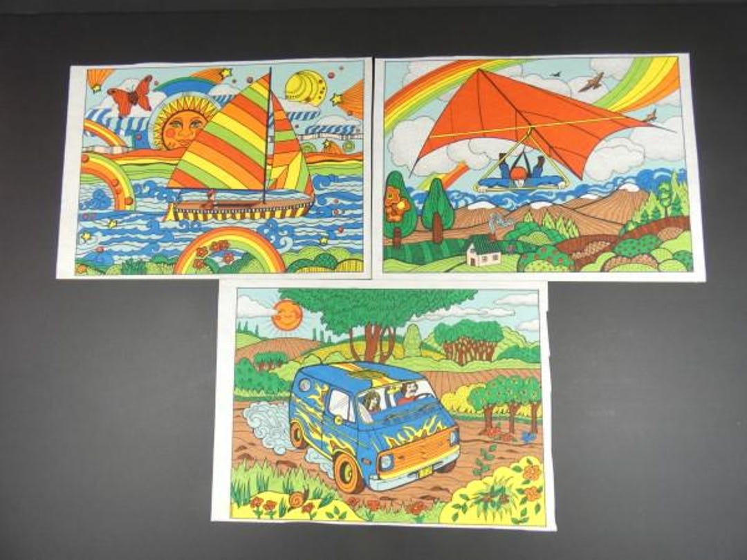 1 Vintage Flower Power Bright Colors Zerner Hand Painted Advertising ...