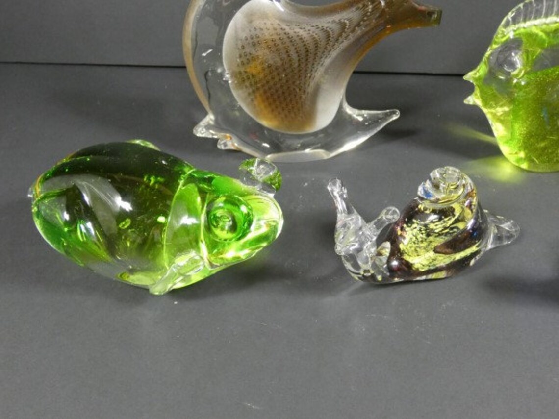 1 Vintage Glass Animal Paperweight - Colored Glass Paperweight - Fish ...