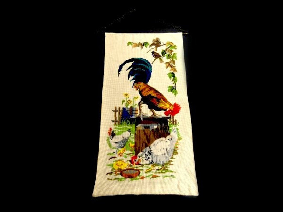 Vintage Rooster Wall Tapestry With Metal Hanger Unique Tapestry Vivid ...