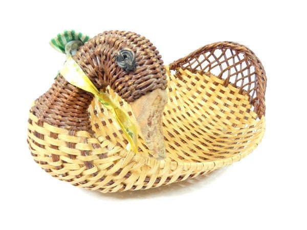 Vintage Duck Basket Wicker Duck Basket Vintage Wicker Duck | Etsy